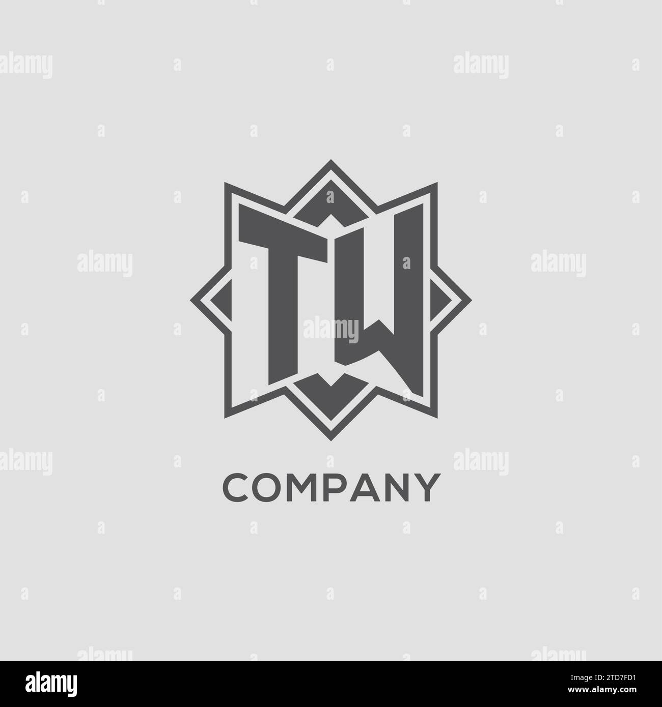 Monogram TW logo with eight point star style design vector graphic ...