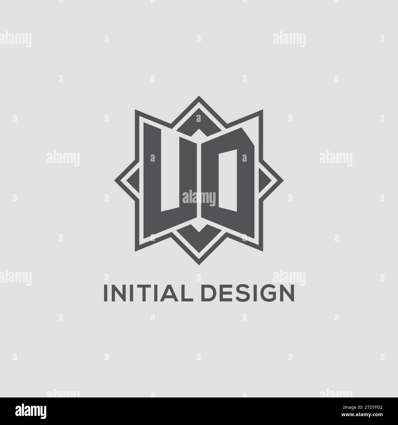 Monogram UD logo with eight point star style design vector graphic ...