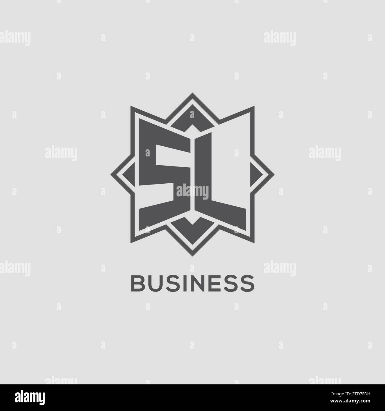Monogram SL logo with eight point star style design vector graphic ...