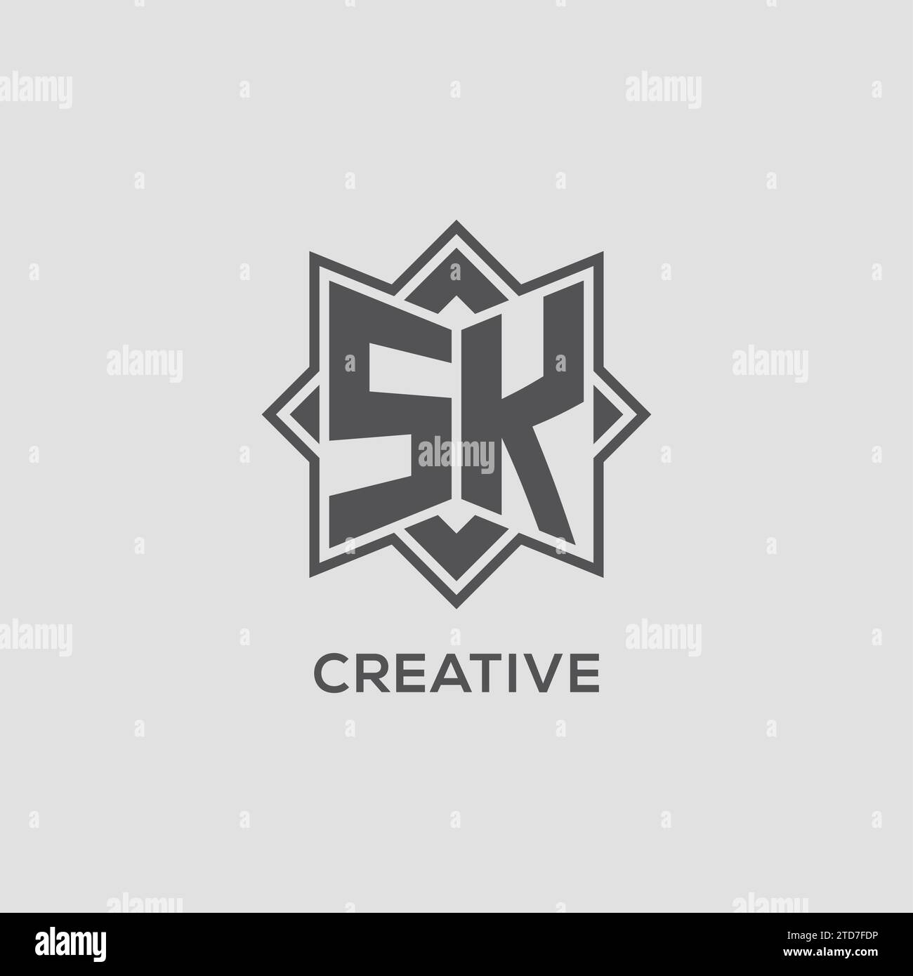 Monogram SK logo with eight point star style design vector graphic ...