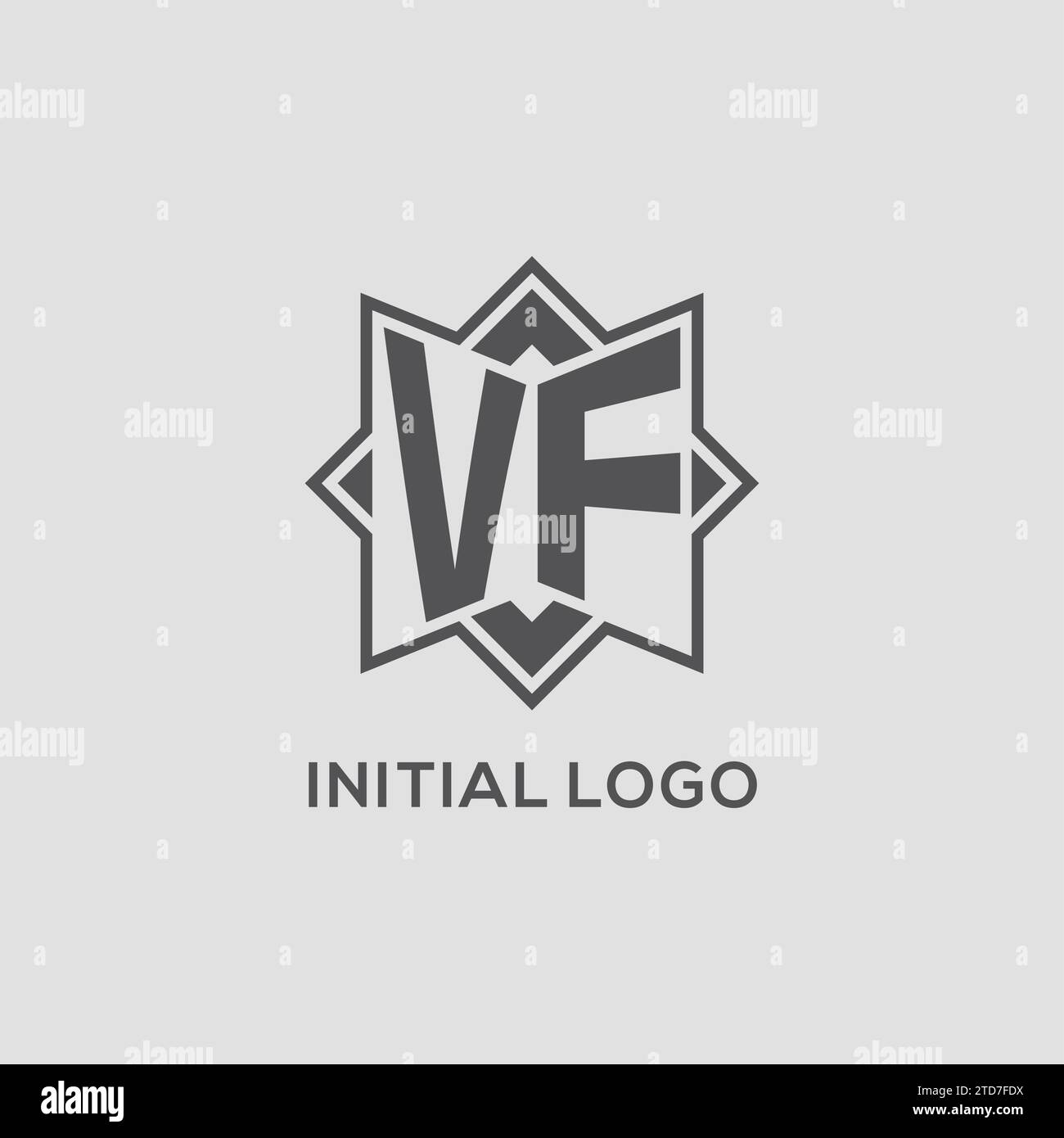 Monogram VF logo with eight point star style design vector graphic ...