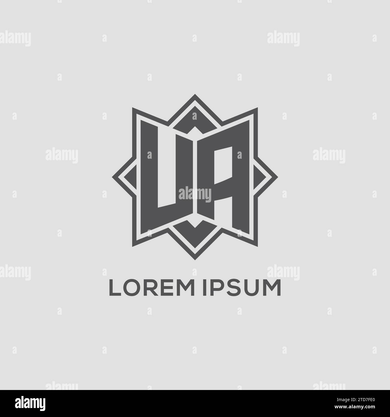 Monogram UA logo with eight point star style design vector graphic ...