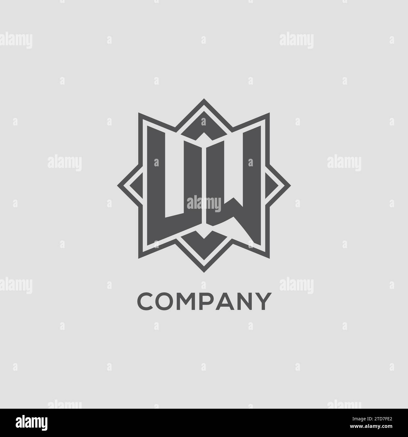 Monogram UW logo with eight point star style design vector graphic ...
