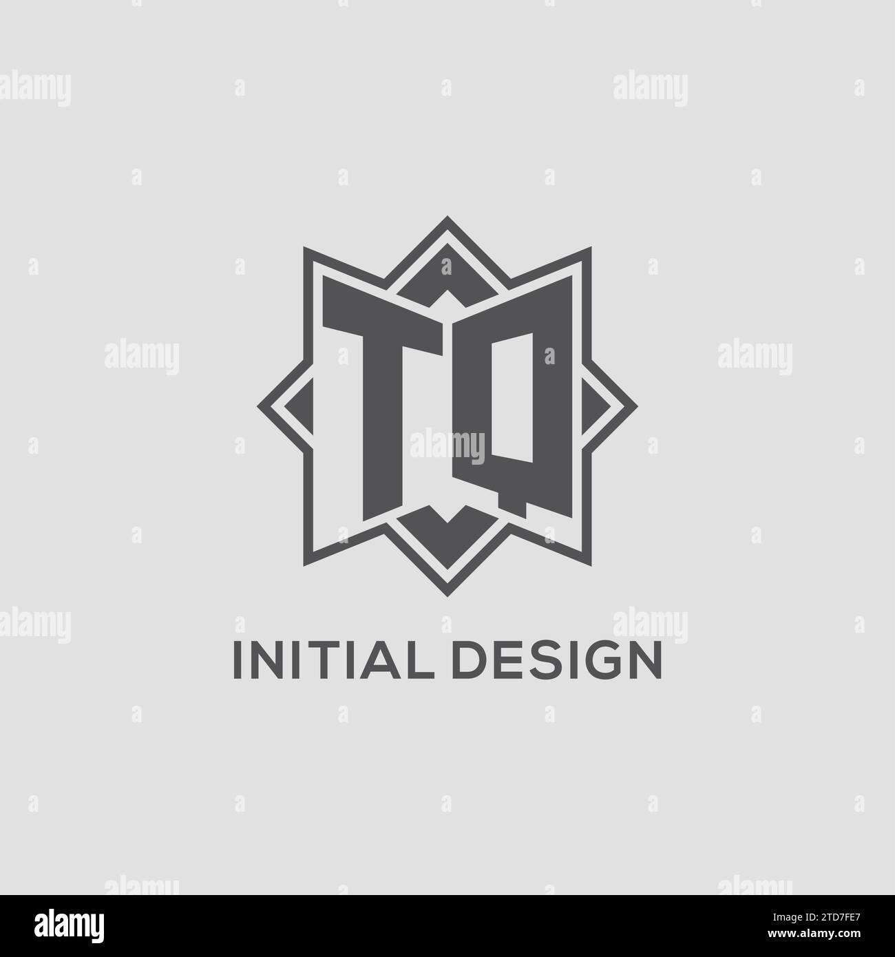 Monogram TQ logo with eight point star style design vector graphic ...