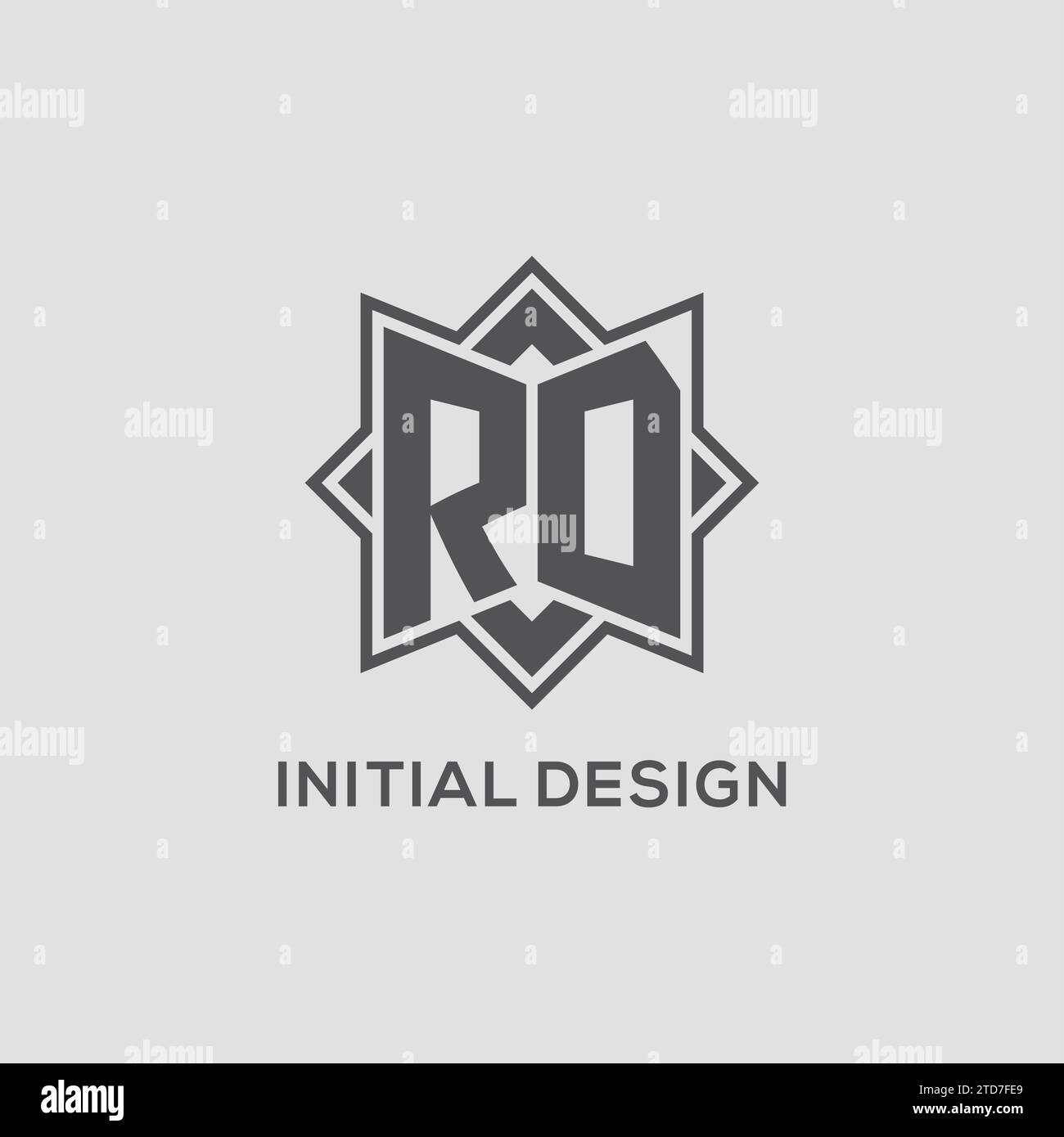 Monogram RD logo with eight point star style design vector graphic ...