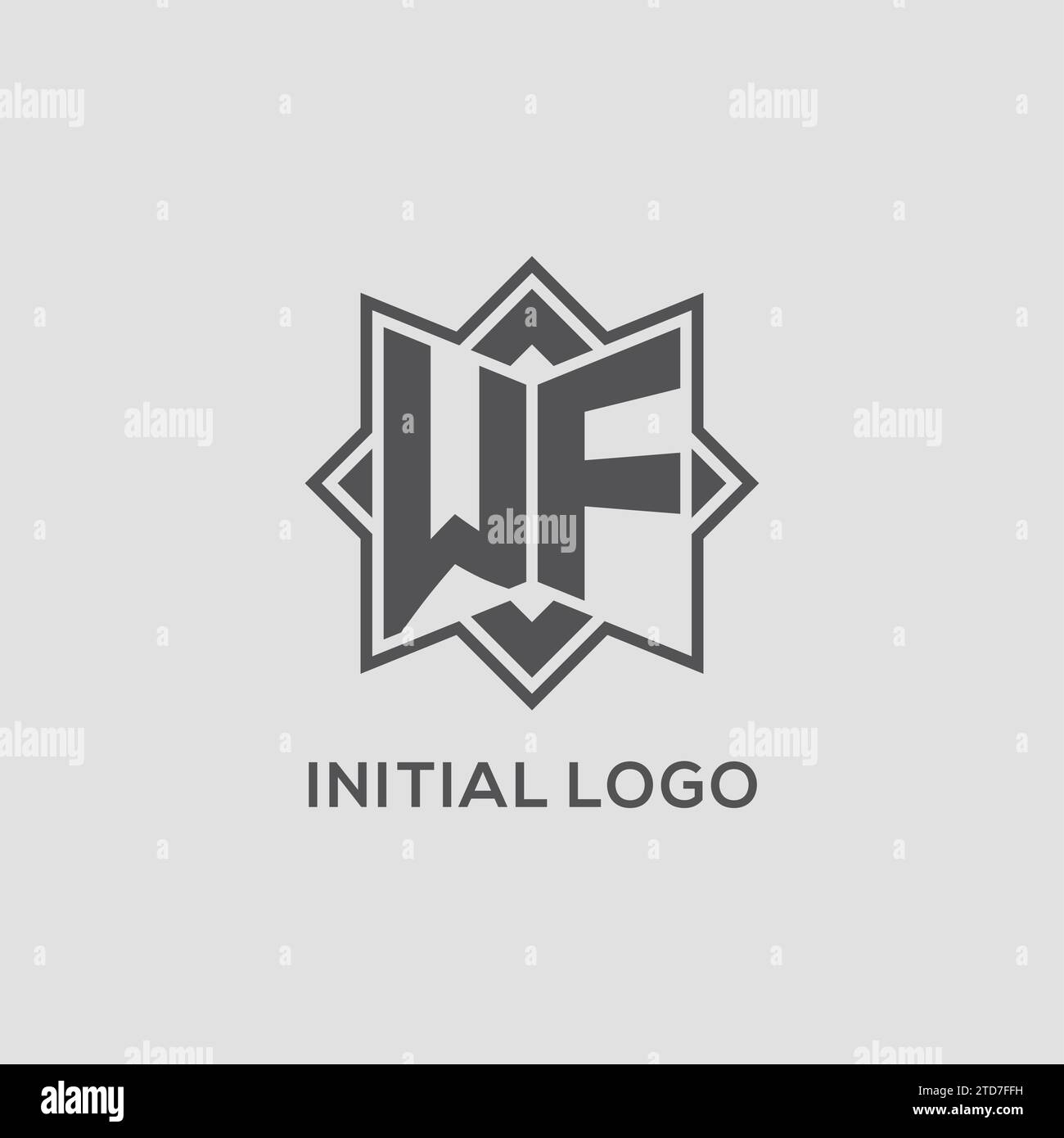 Monogram WF logo with eight point star style design vector graphic ...