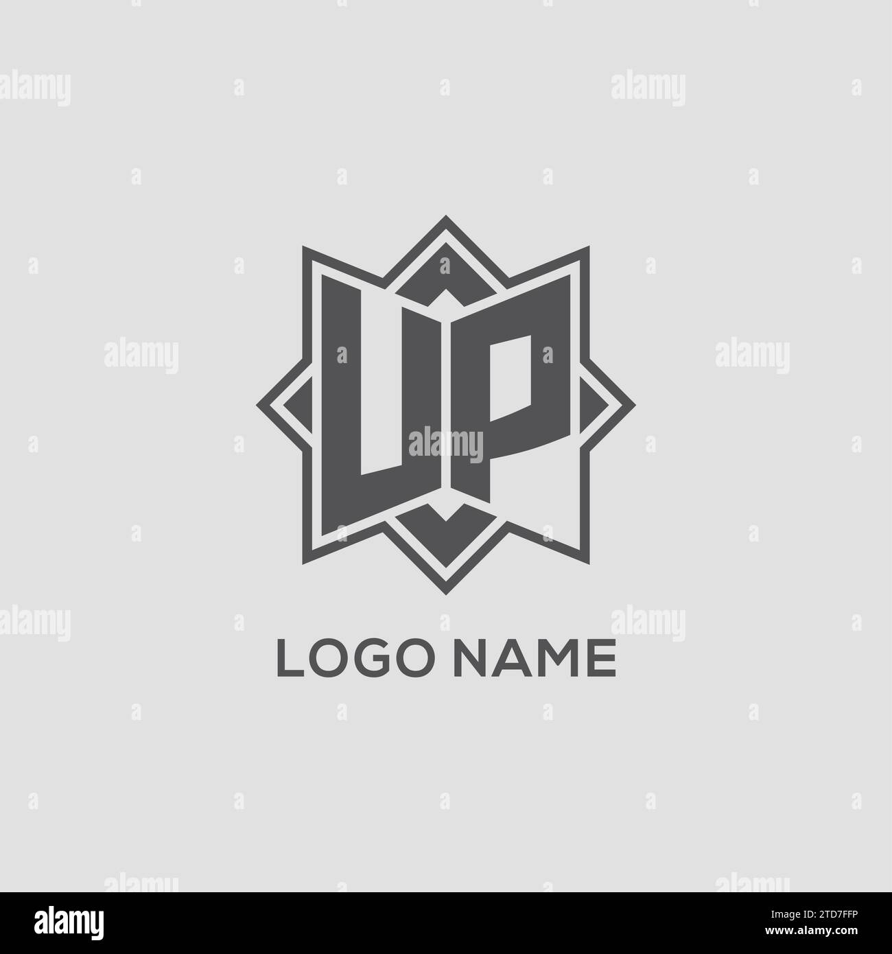 Monogram UP logo with eight point star style design vector graphic ...