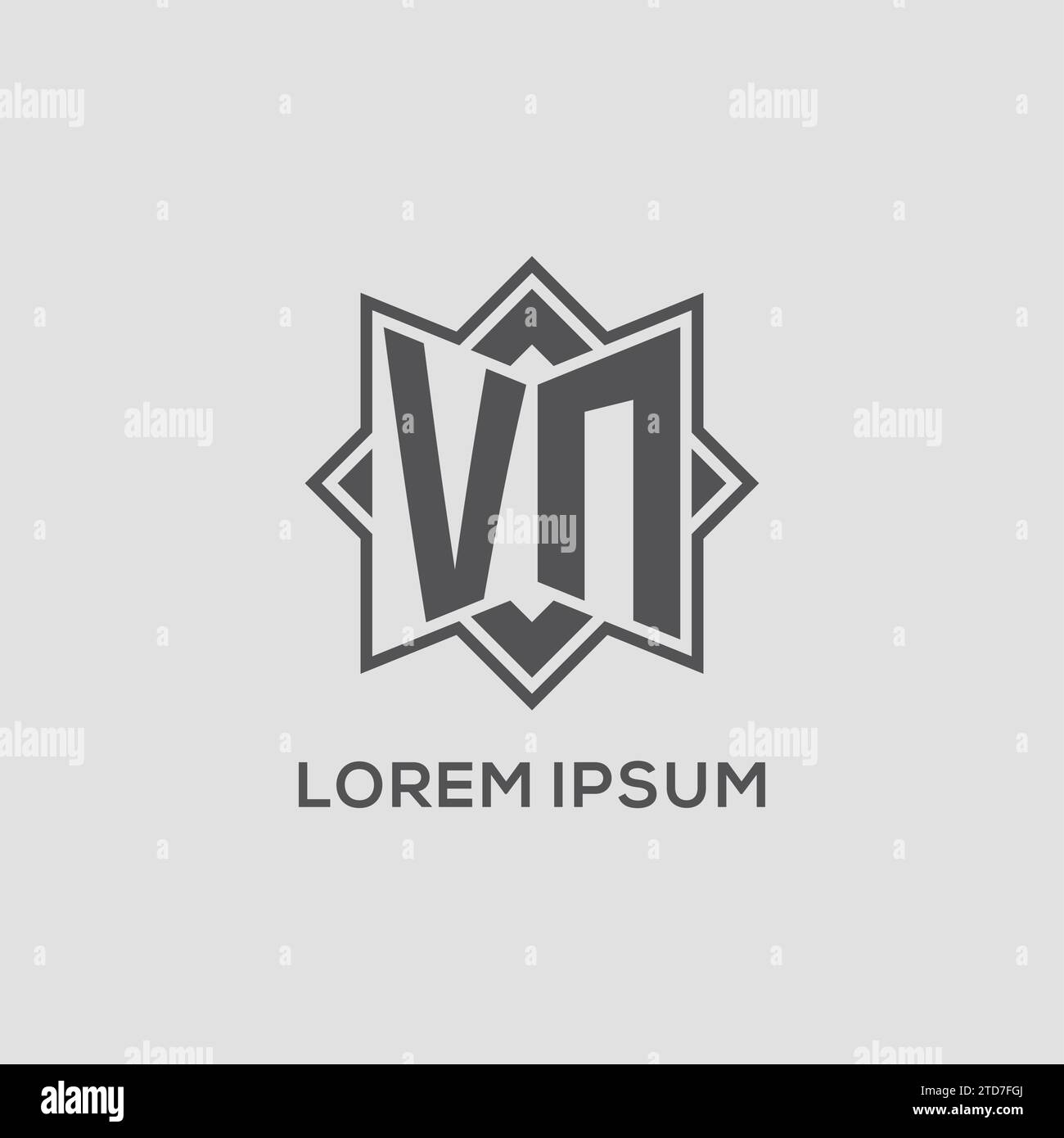 Monogram VN logo with eight point star style design vector graphic ...