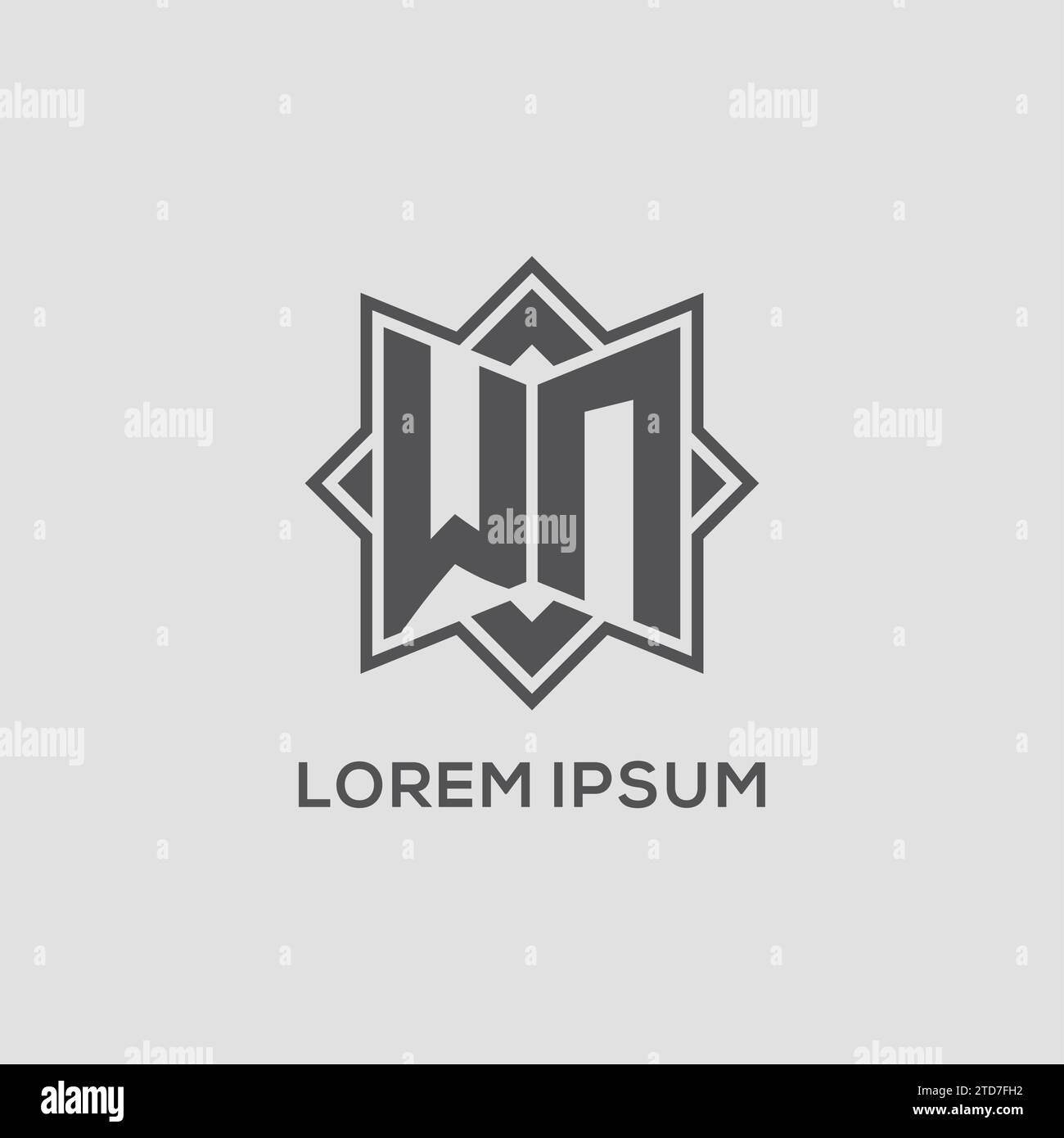Monogram WN logo with eight point star style design vector graphic ...