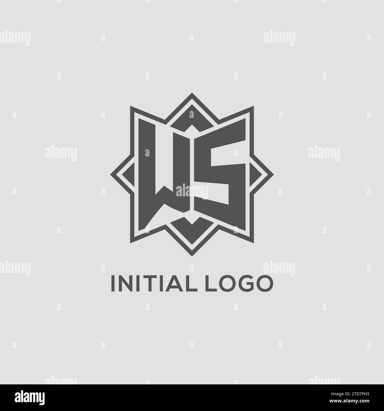 Monogram WS logo with eight point star style design vector graphic ...