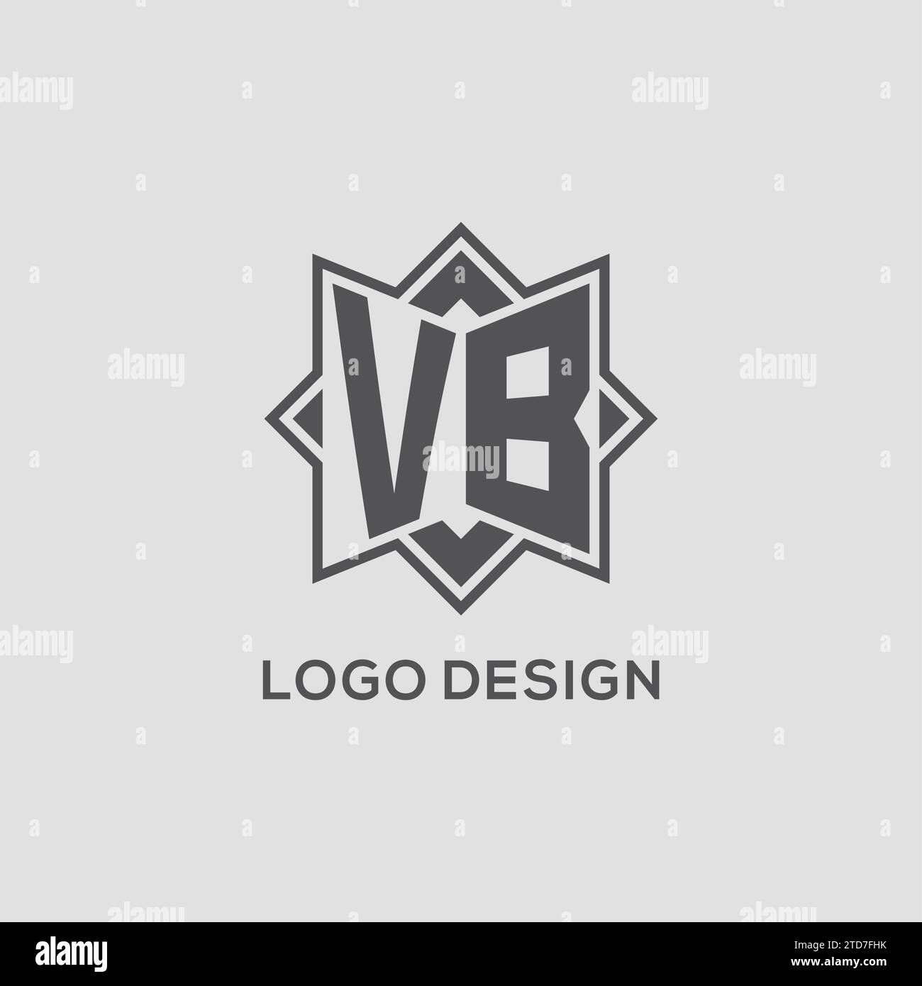 Monogram Vb Logo With Eight Point Star Style Design Vector Graphic
