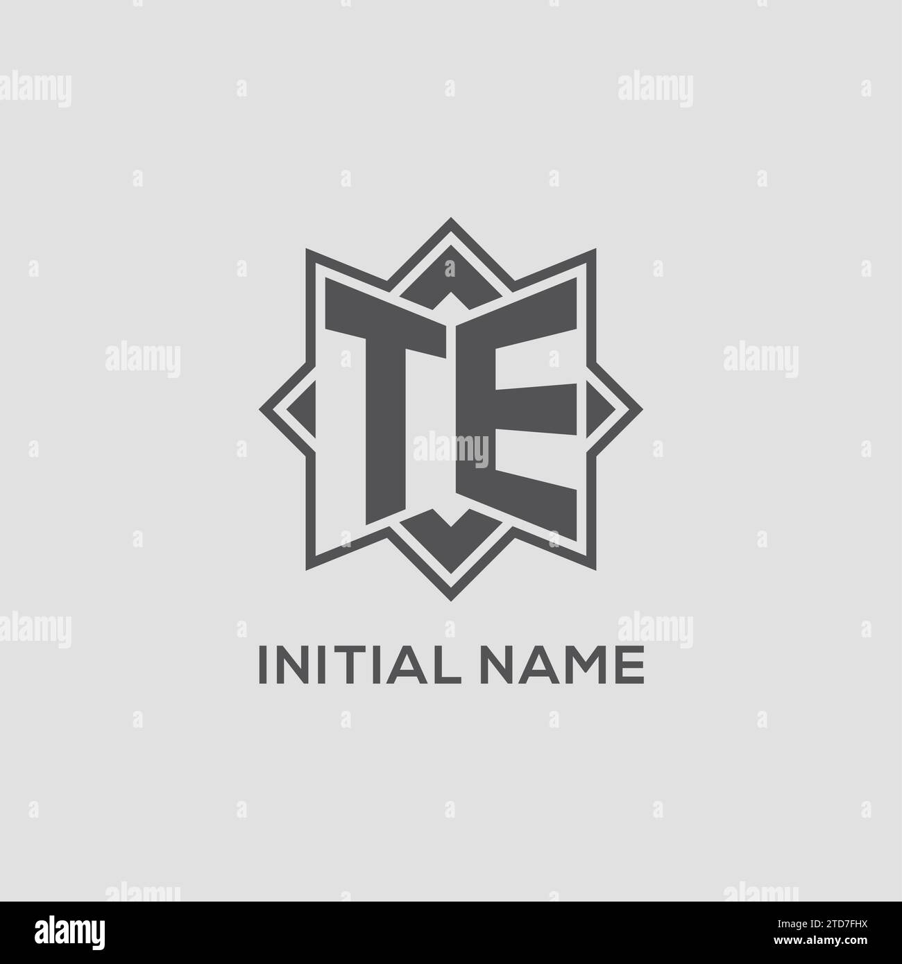 Monogram TE logo with eight point star style design vector graphic ...