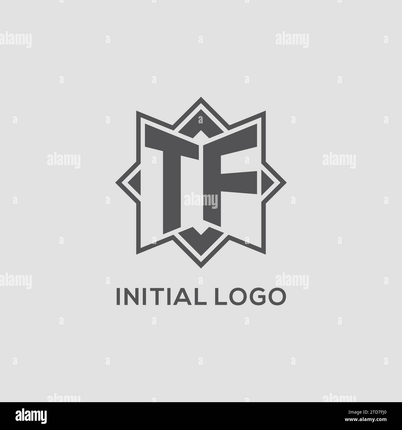 Monogram TF logo with eight point star style design vector graphic ...