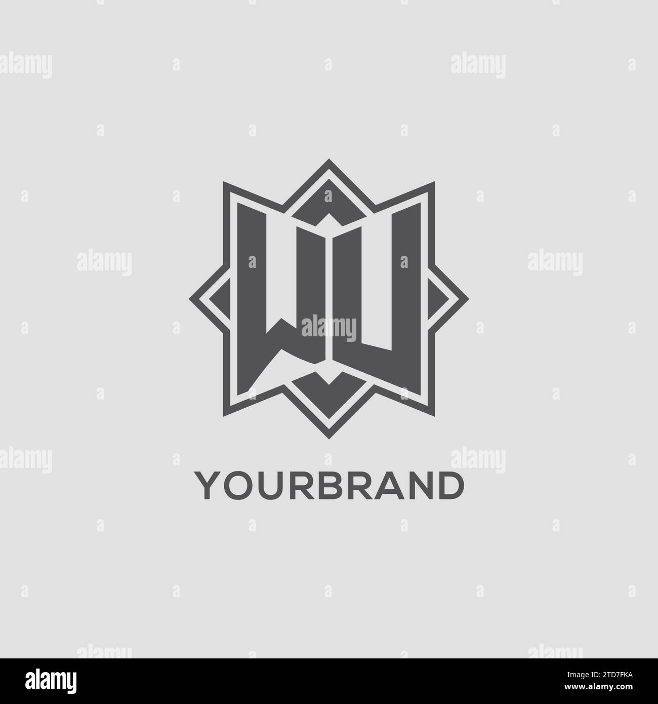 Monogram WU logo with eight point star style design vector graphic ...