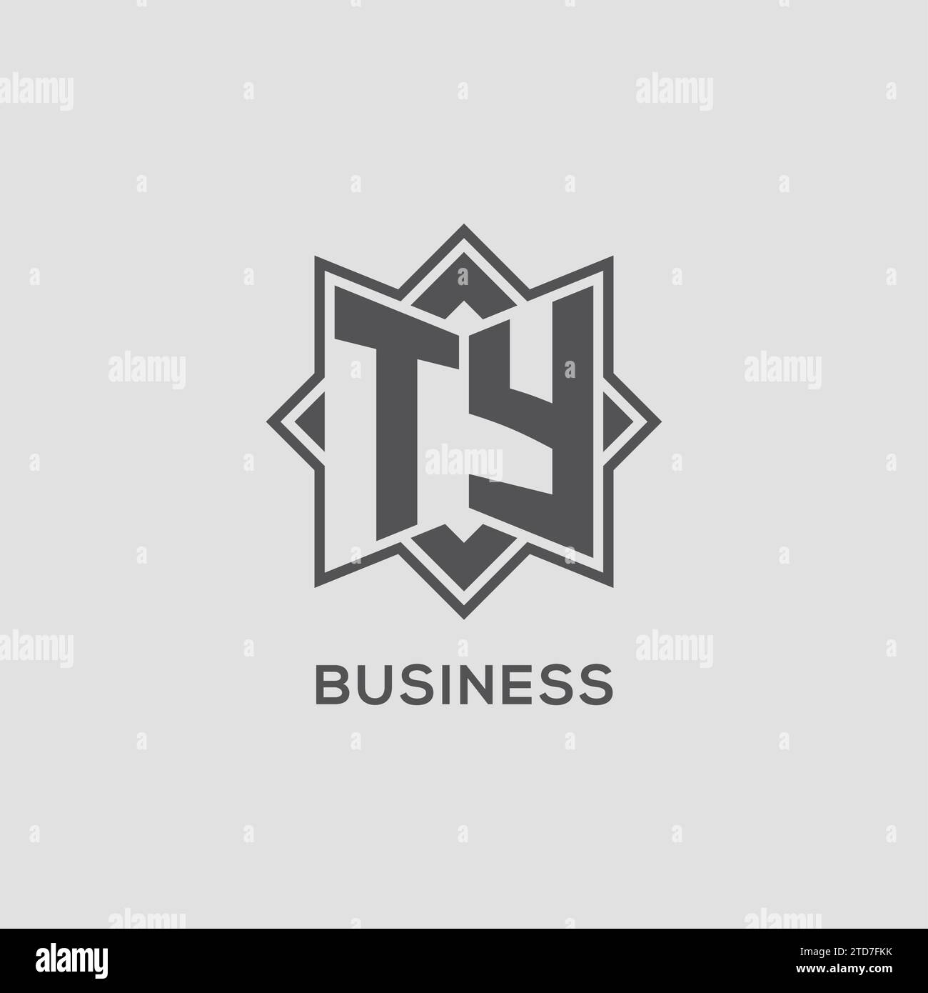 Monogram TY logo with eight point star style design vector graphic ...