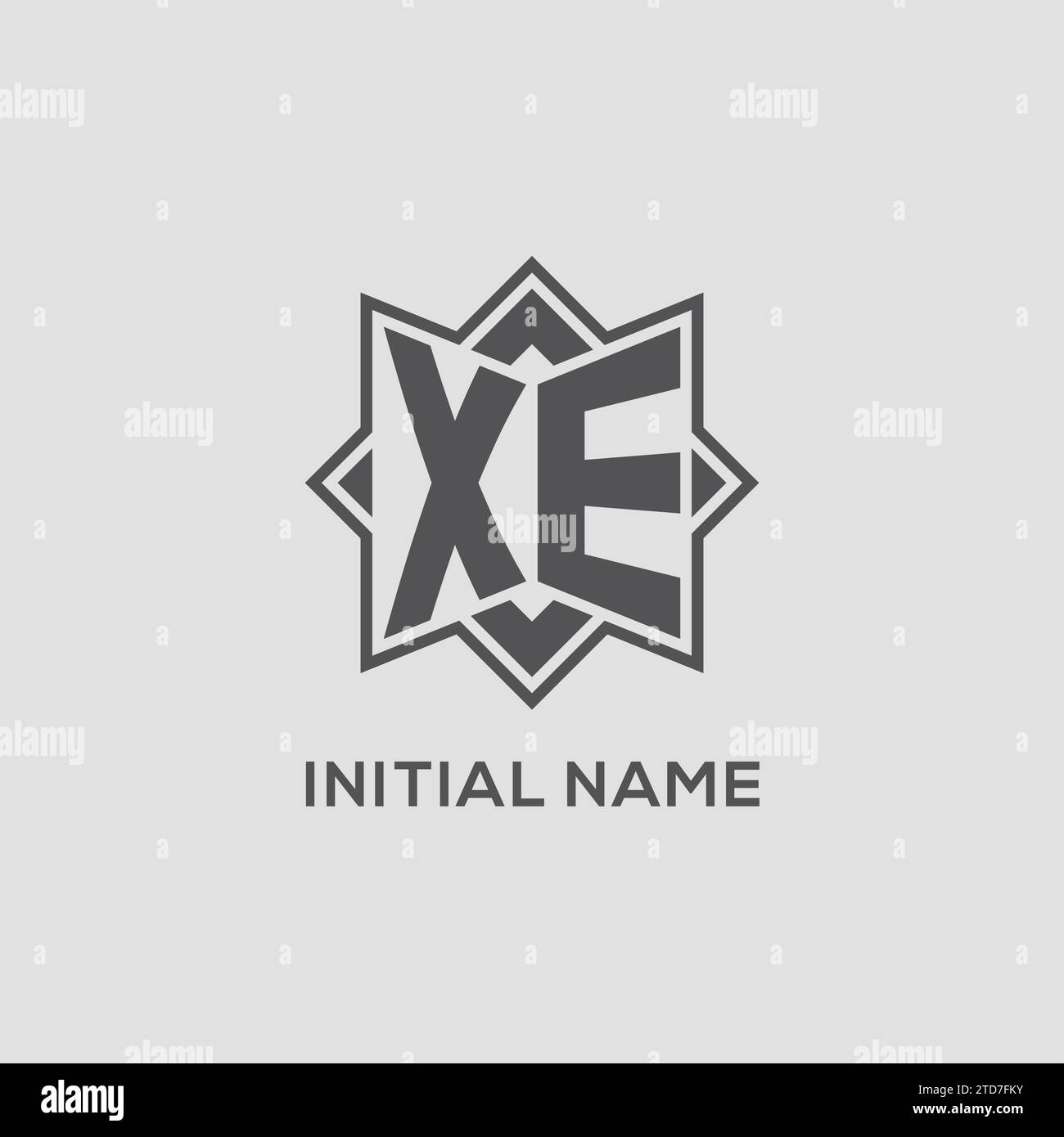 Monogram XE logo with eight point star style design vector graphic ...