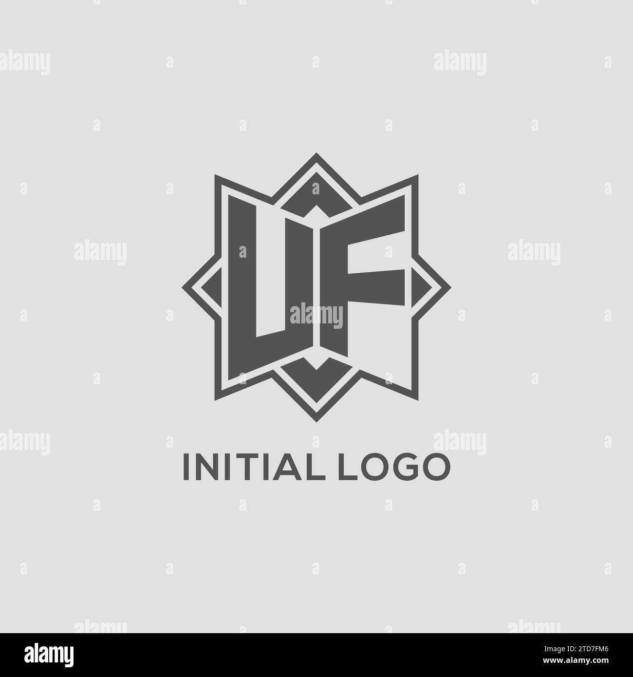 Monogram UF logo with eight point star style design vector graphic ...