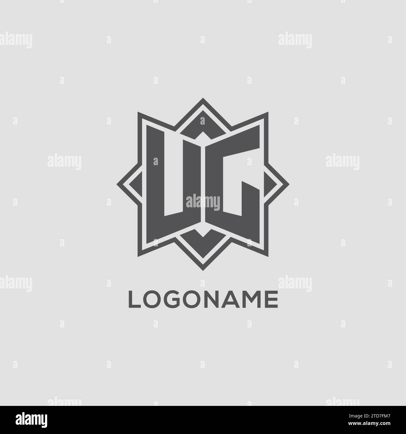 Monogram UG logo with eight point star style design vector graphic ...