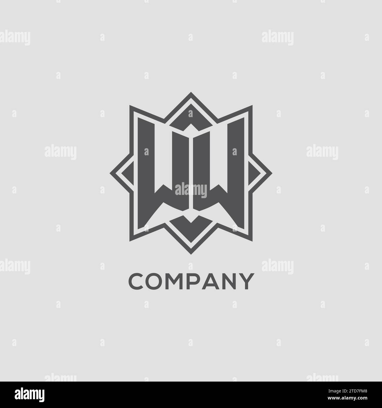 Monogram WW logo with eight point star style design vector graphic ...
