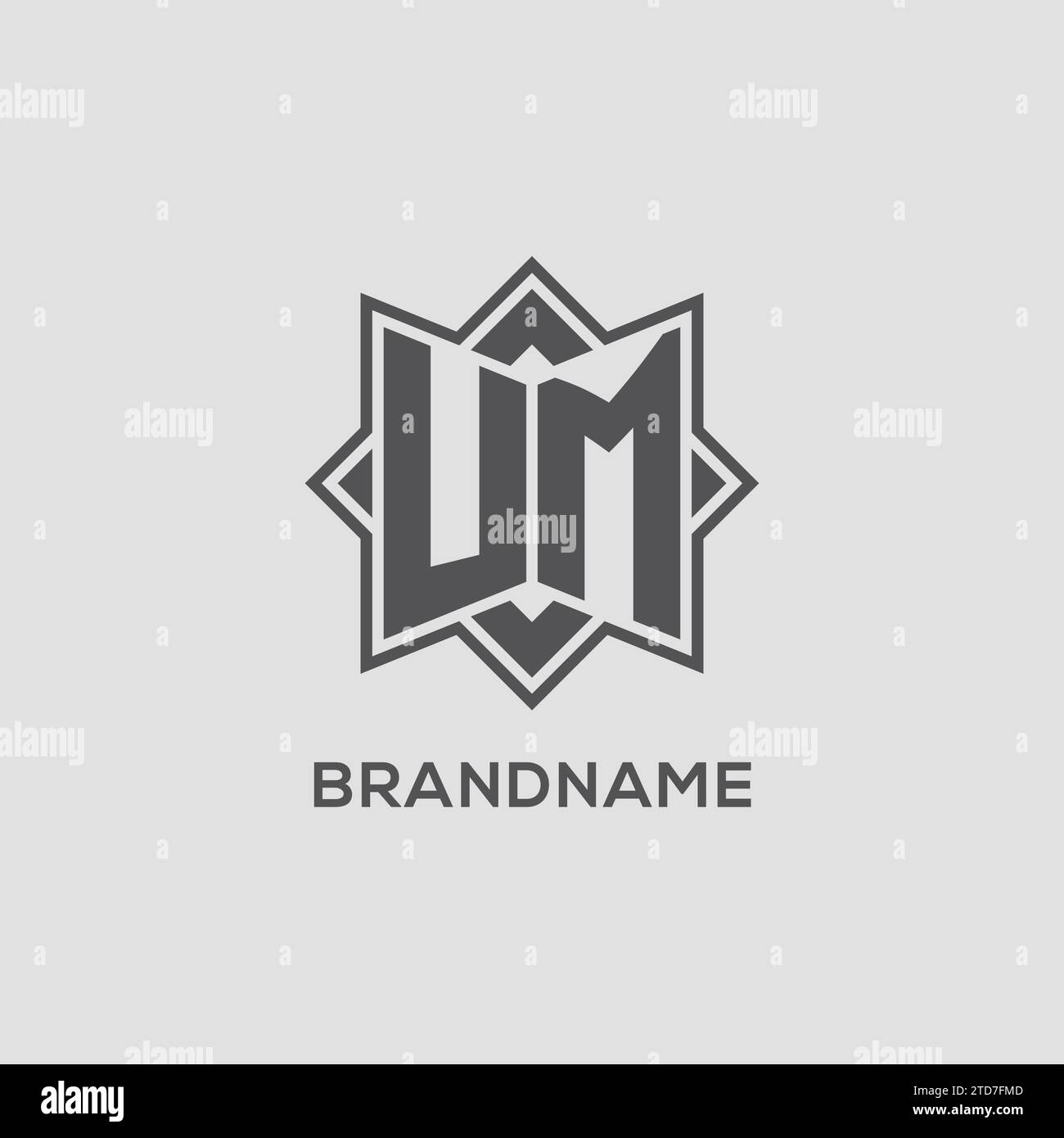 Monogram UM logo with eight point star style design vector graphic ...
