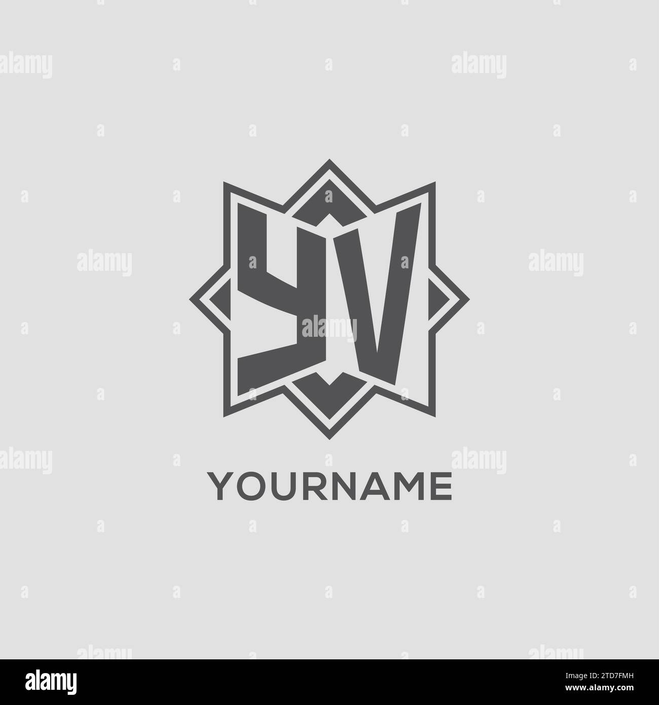 Monogram YV logo with eight point star style design vector graphic ...