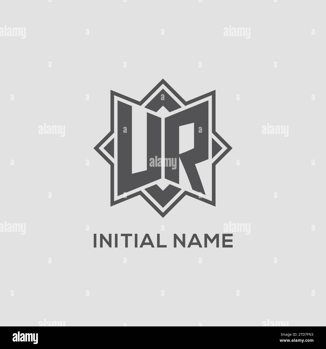 Monogram UR logo with eight point star style design vector graphic ...