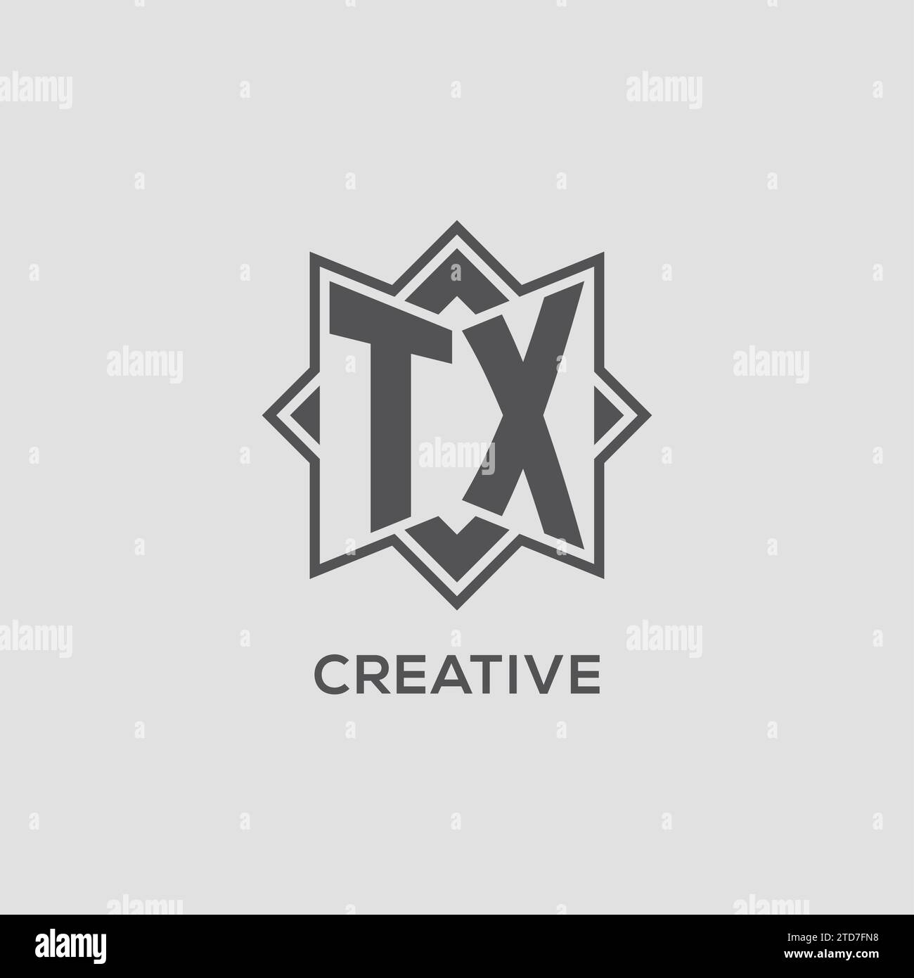 Monogram TX logo with eight point star style design vector graphic ...