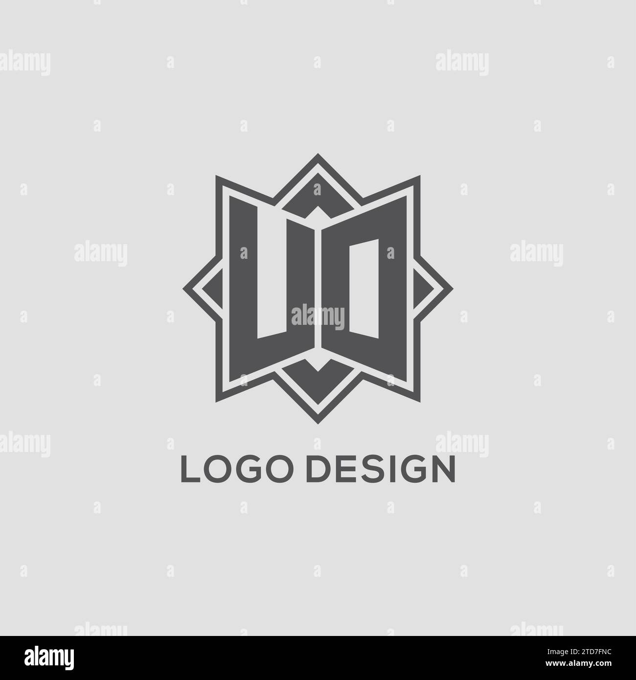 Monogram UO logo with eight point star style design vector graphic ...