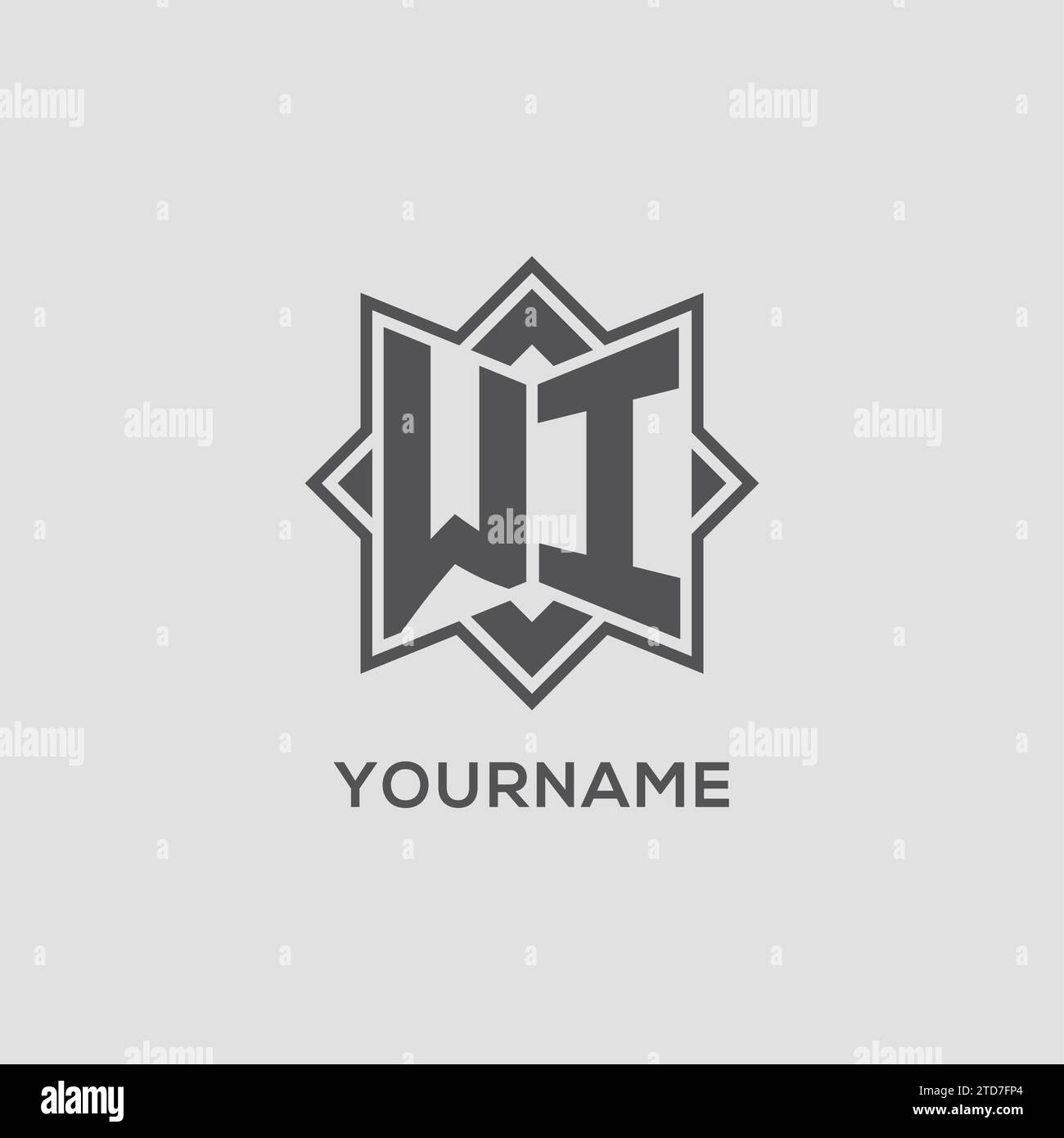 Monogram WI logo with eight point star style design vector graphic ...