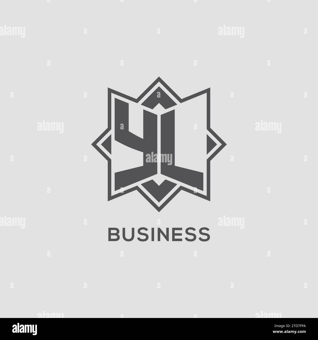 Monogram YL logo with eight point star style design vector graphic ...
