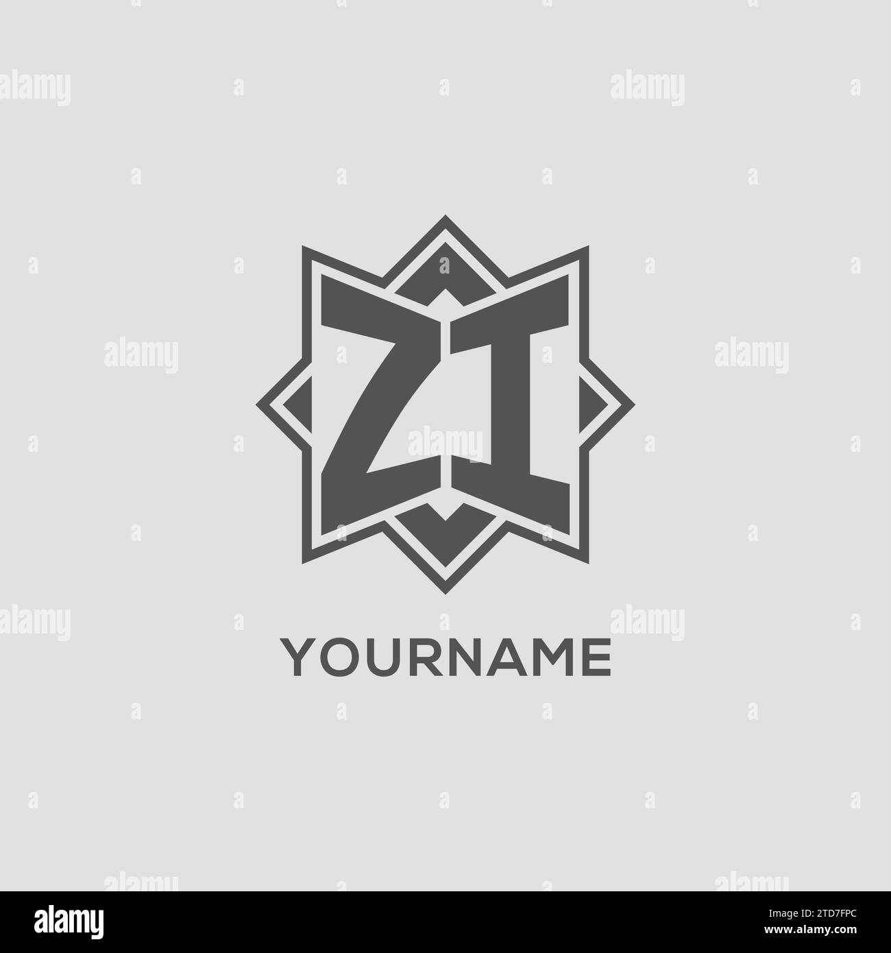 Monogram ZI logo with eight point star style design vector graphic ...