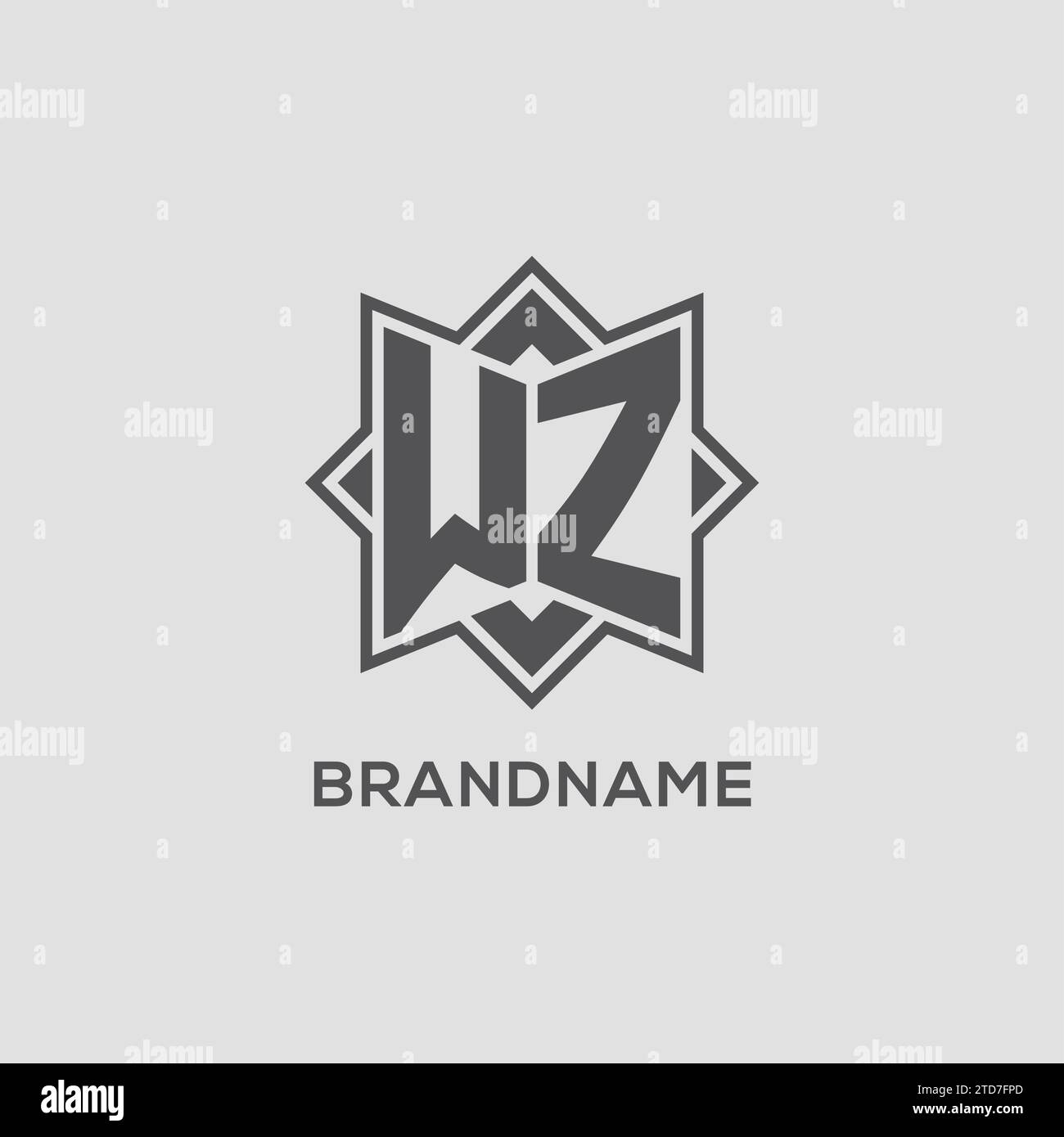 Monogram WZ logo with eight point star style design vector graphic ...