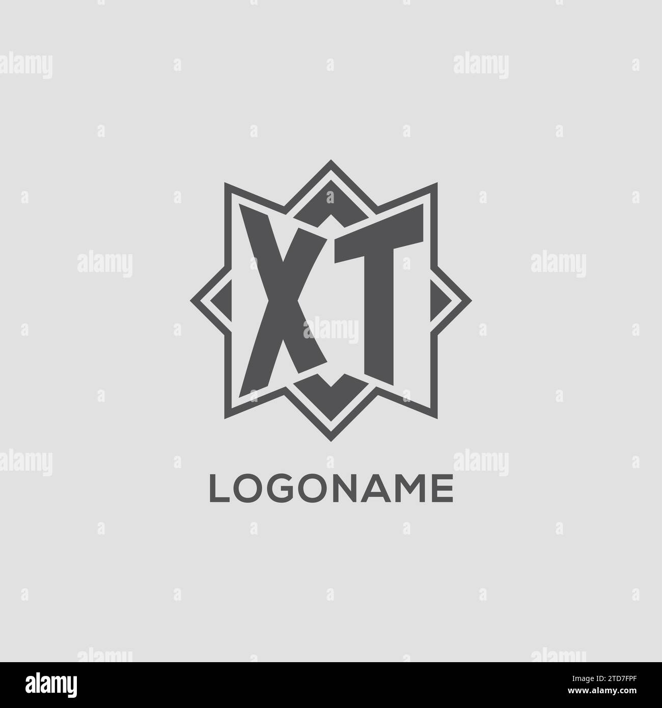 Monogram XT logo with eight point star style design vector graphic ...