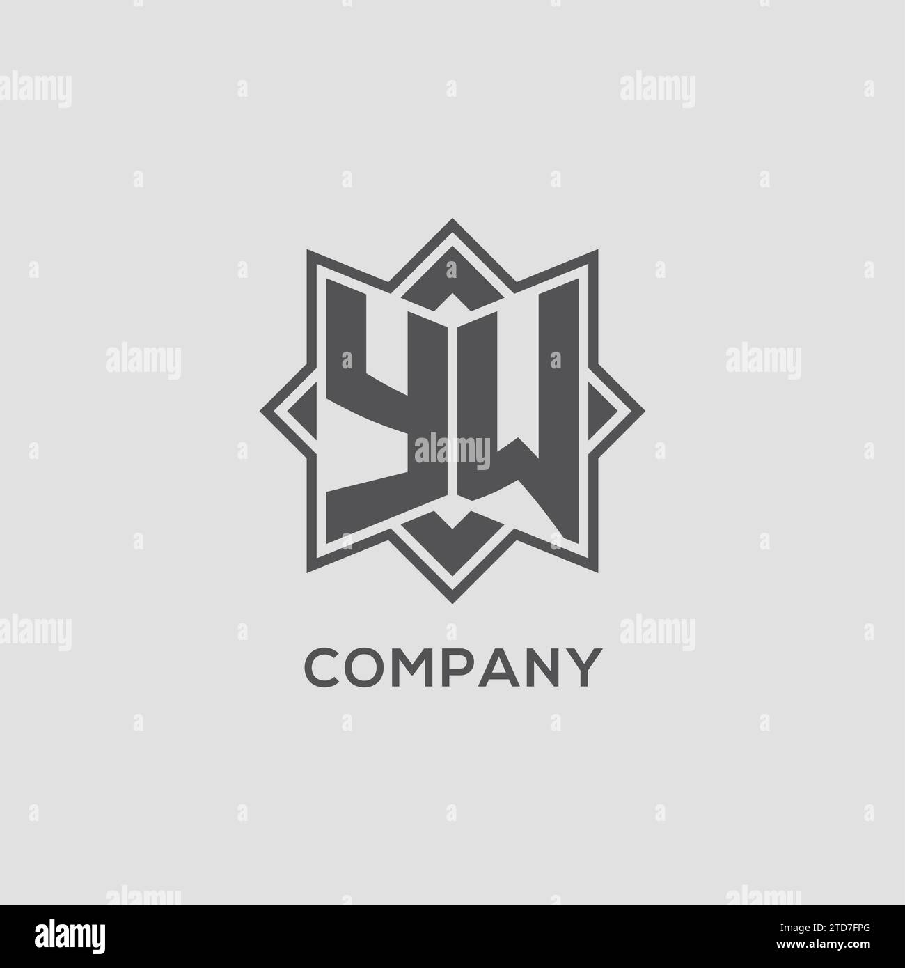 Monogram YW logo with eight point star style design vector graphic ...