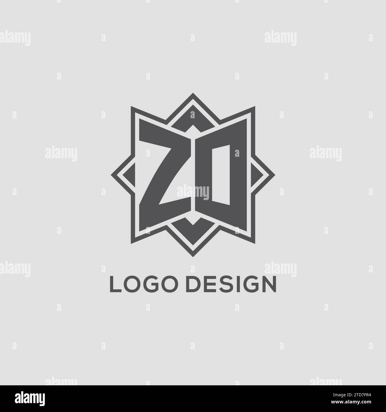 Monogram ZO logo with eight point star style design vector graphic ...