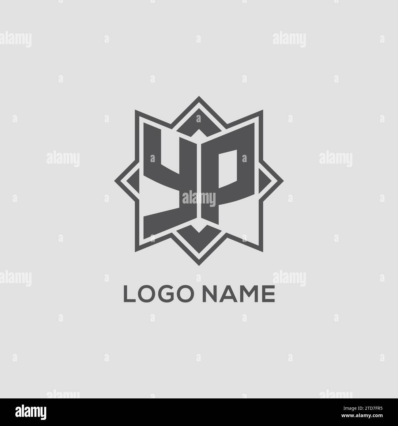 Monogram YP logo with eight point star style design vector graphic ...