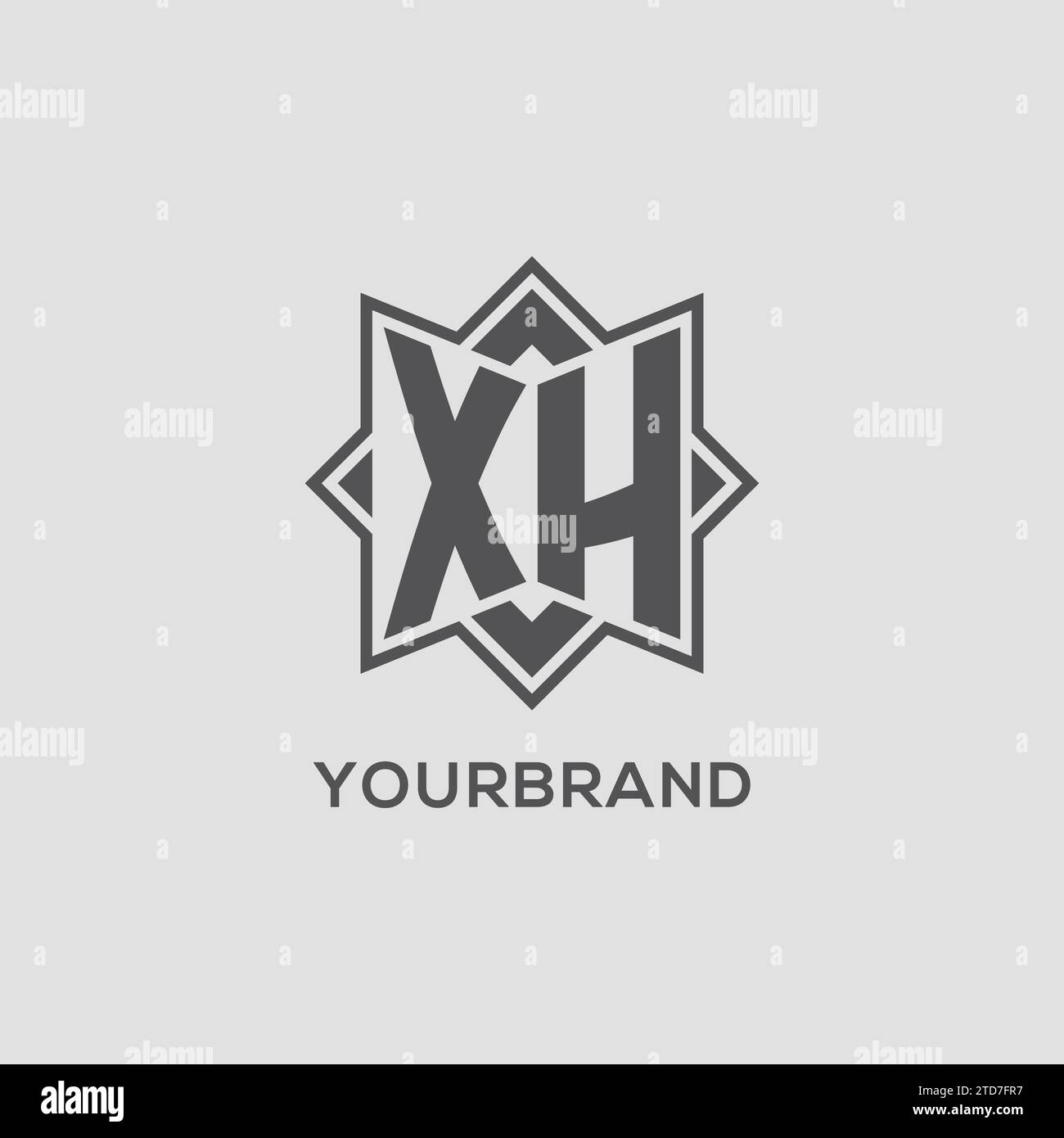 Monogram XH logo with eight point star style design vector graphic ...