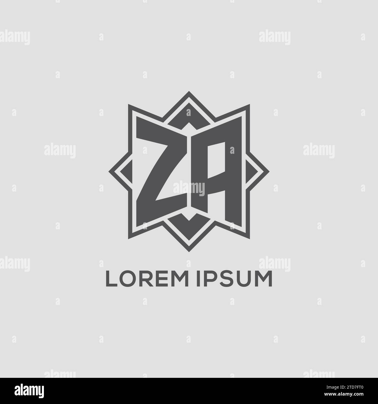 Monogram ZA logo with eight point star style design vector graphic ...