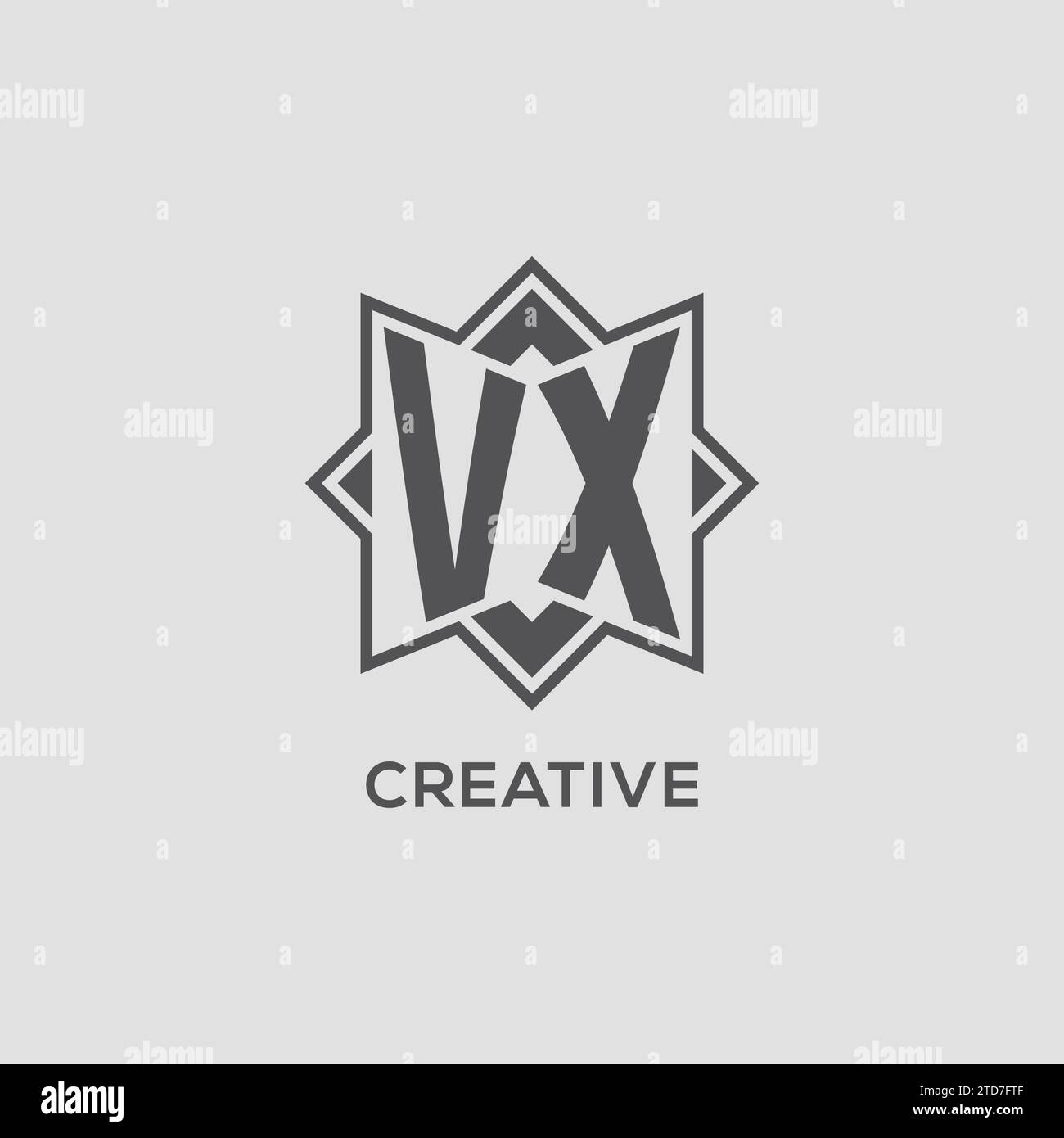 Monogram VX logo with eight point star style design vector graphic ...