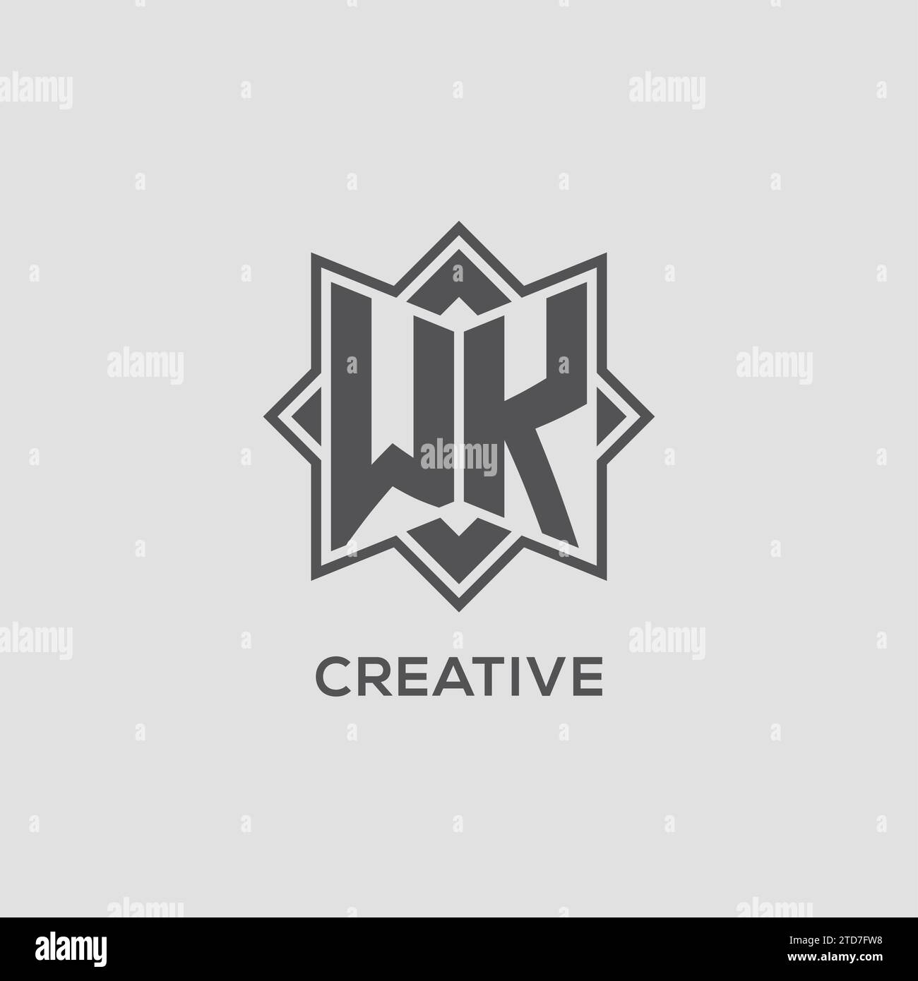 Monogram WK logo with eight point star style design vector graphic ...