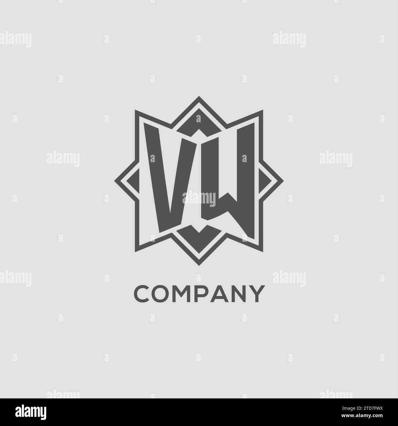 Monogram VW logo with eight point star style design vector graphic ...