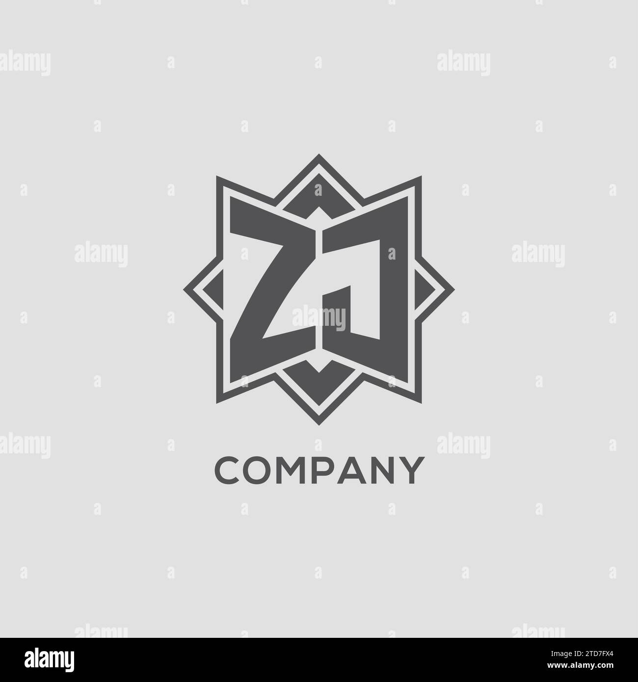 Monogram ZJ logo with eight point star style design vector graphic ...
