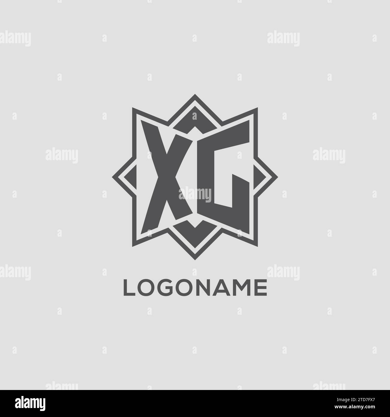 Monogram XG logo with eight point star style design vector graphic ...