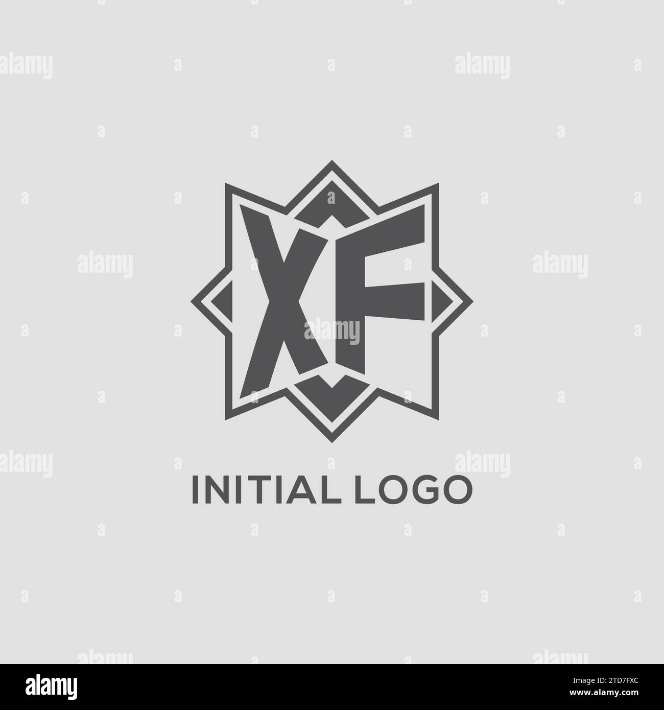 Monogram XF logo with eight point star style design vector graphic ...