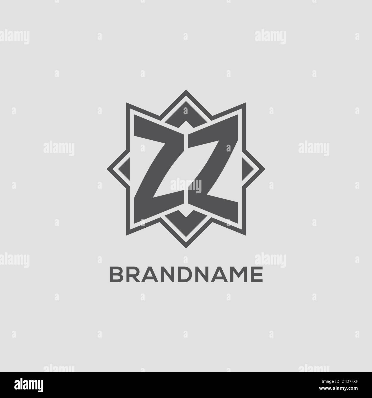 Monogram ZZ logo with eight point star style design vector graphic ...