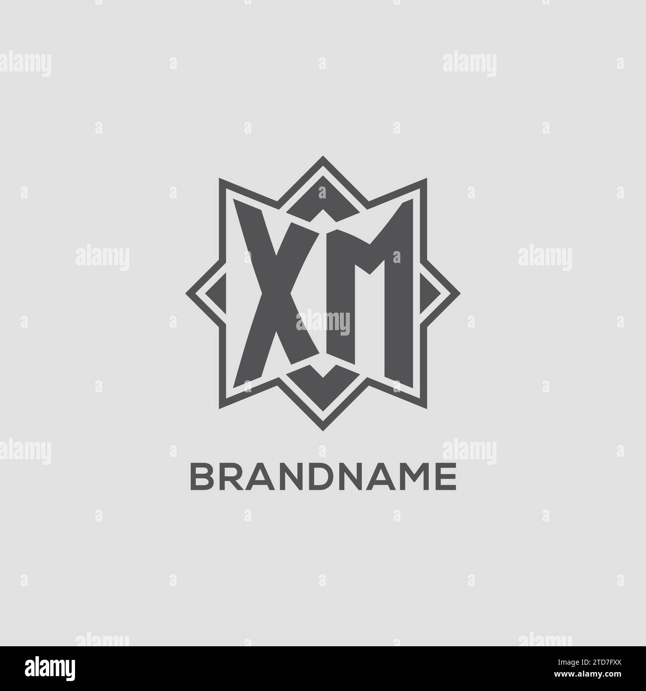 Monogram XM logo with eight point star style design vector graphic ...