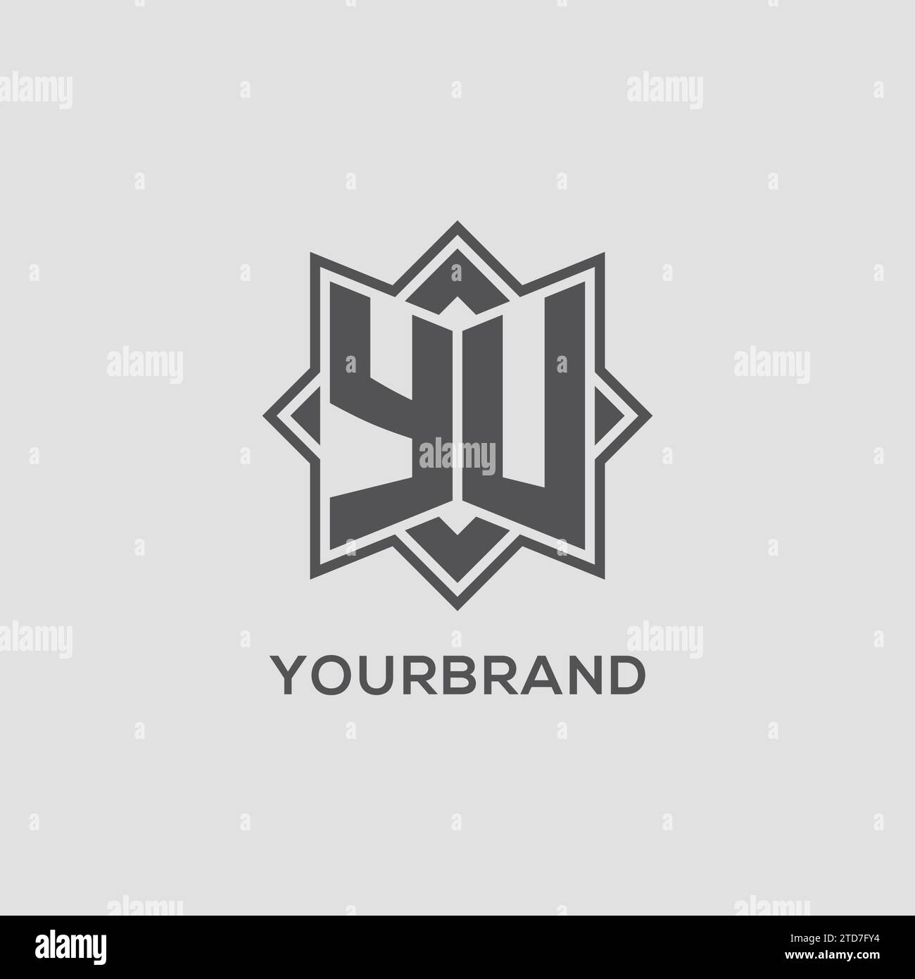 Monogram YU logo with eight point star style design vector graphic ...