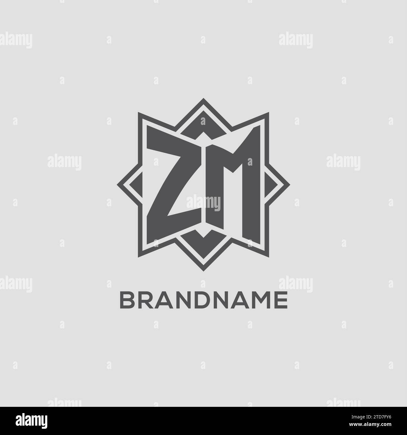 Monogram ZM logo with eight point star style design vector graphic ...