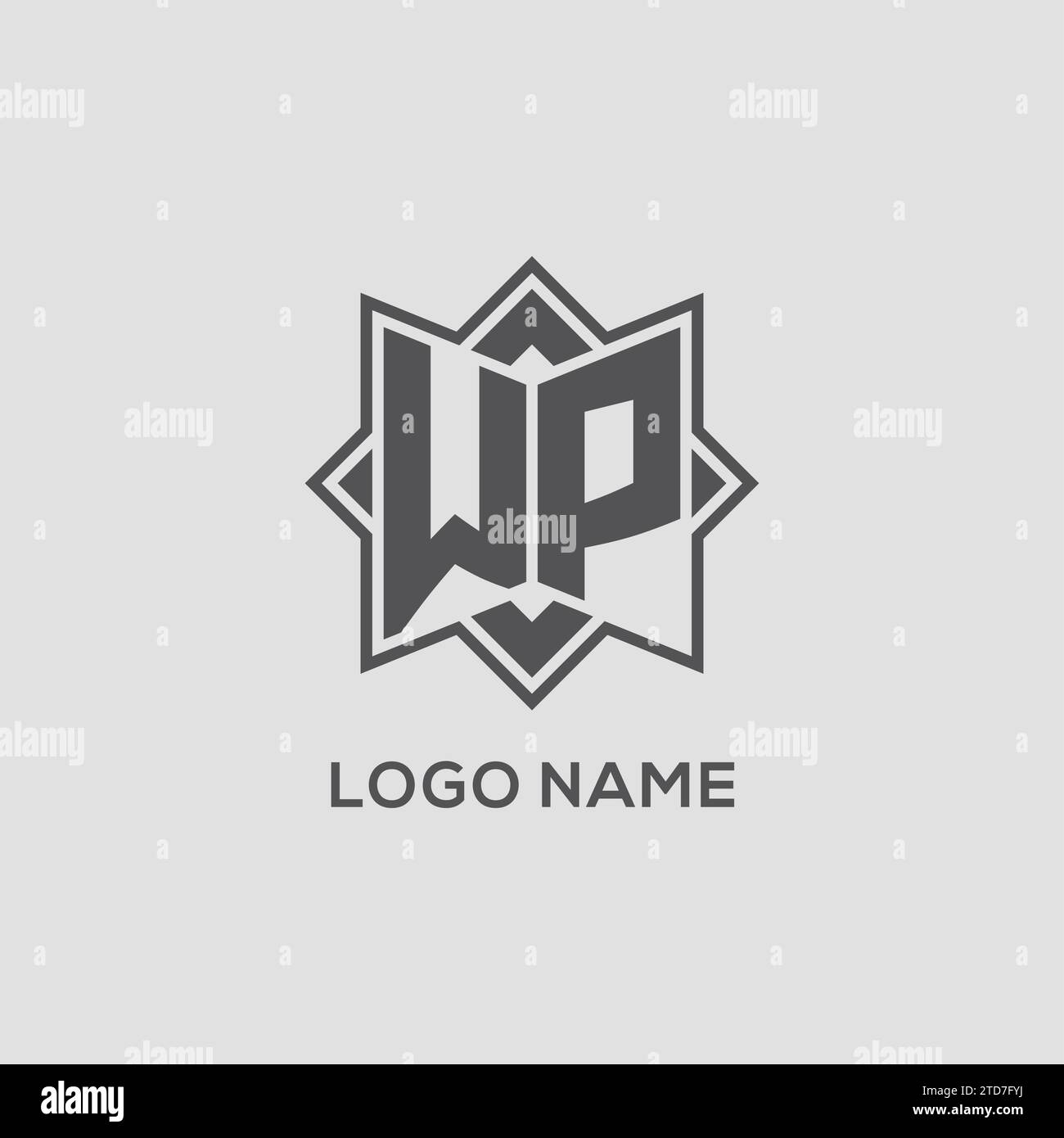 Monogram WP logo with eight point star style design vector graphic Stock Vector Image & Art - Alamy