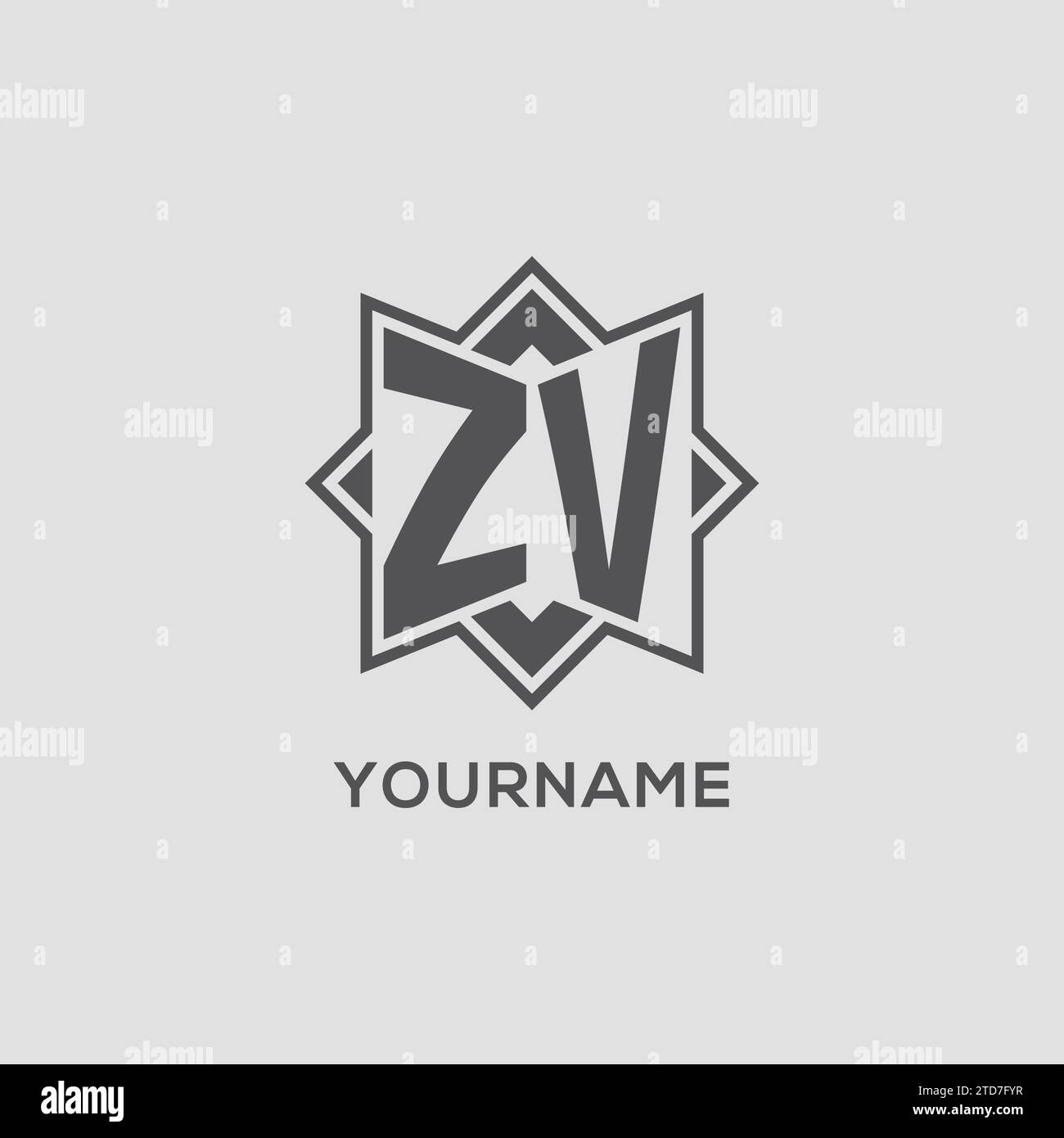 Monogram ZV logo with eight point star style design vector graphic ...